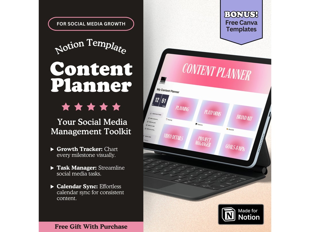 Ultimate Content Planner Notion Template: Social Media Dashboard (digital Download) - Etsy