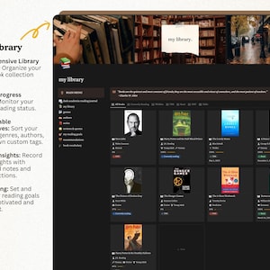 Notion Template Reading Journal, Dark Academia Book Tracker, Bookish ...