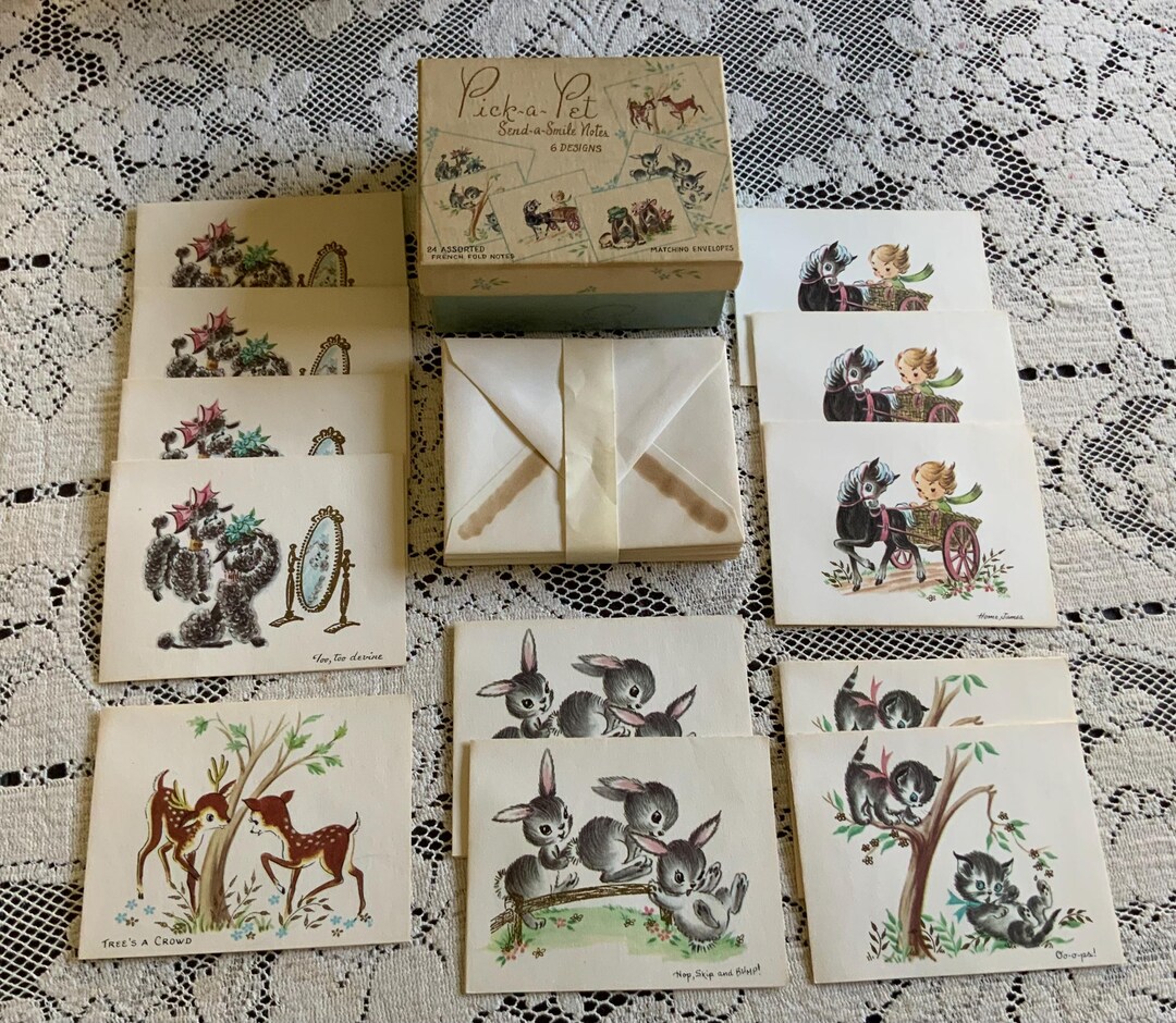 Pick a Pet Send a Smile Note Cards Vintage - Etsy
