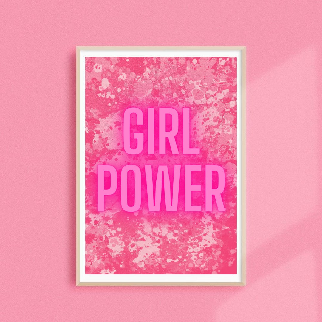 Girl Power Pink Print Digital Girl Print Teen Room Decor Teen Wall Art ...