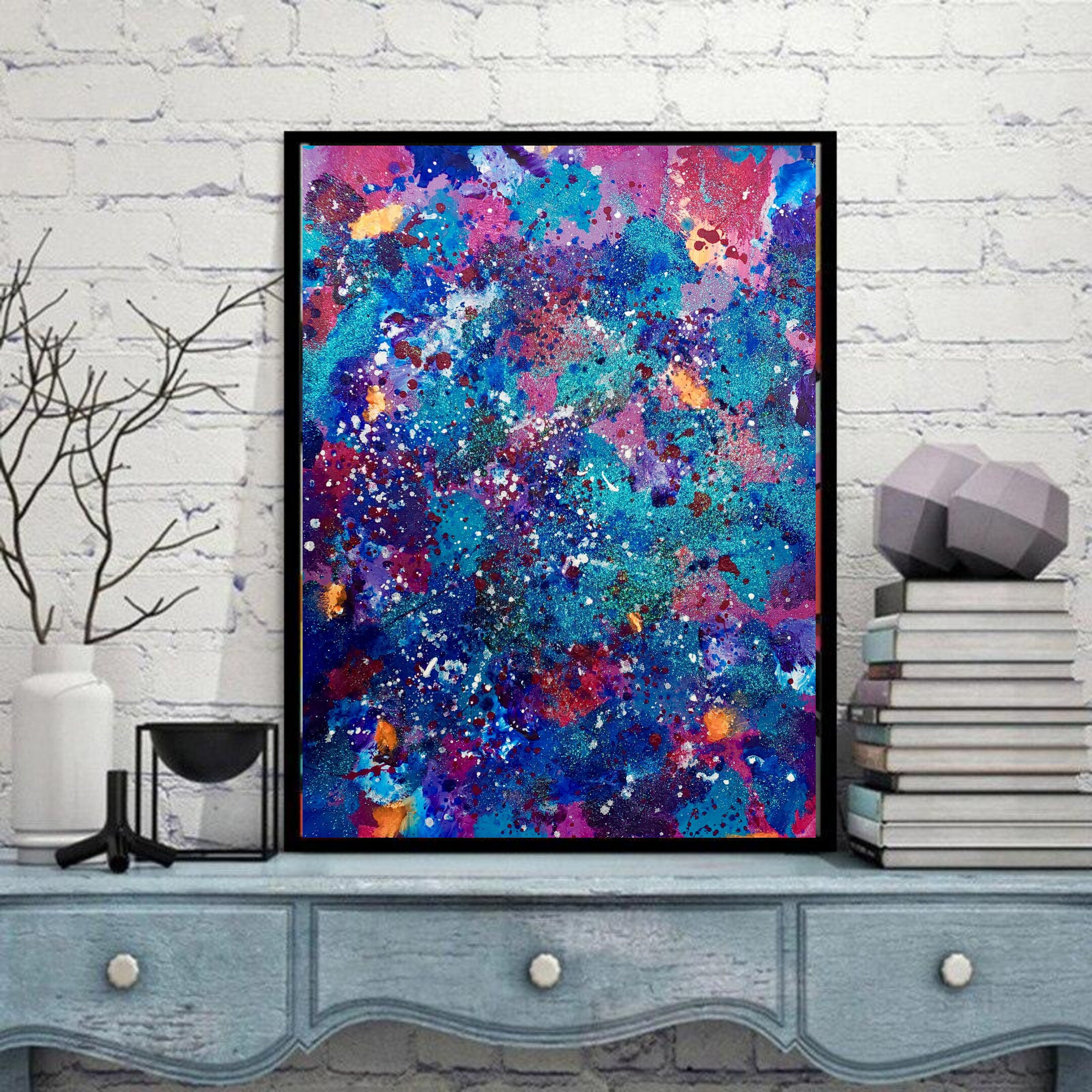 Abstract Wall Decor, Creative Bright Stain Wall Panels, Colorful Modern ...