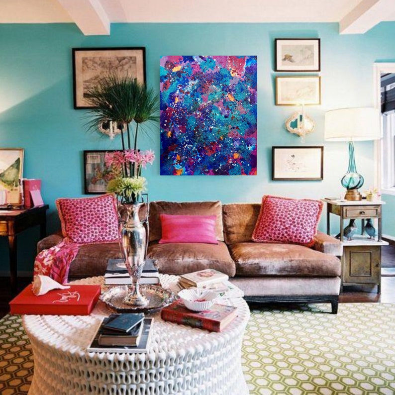 Abstract Wall Decor, Creative Bright Stain Wall Panels, Colorful Modern ...