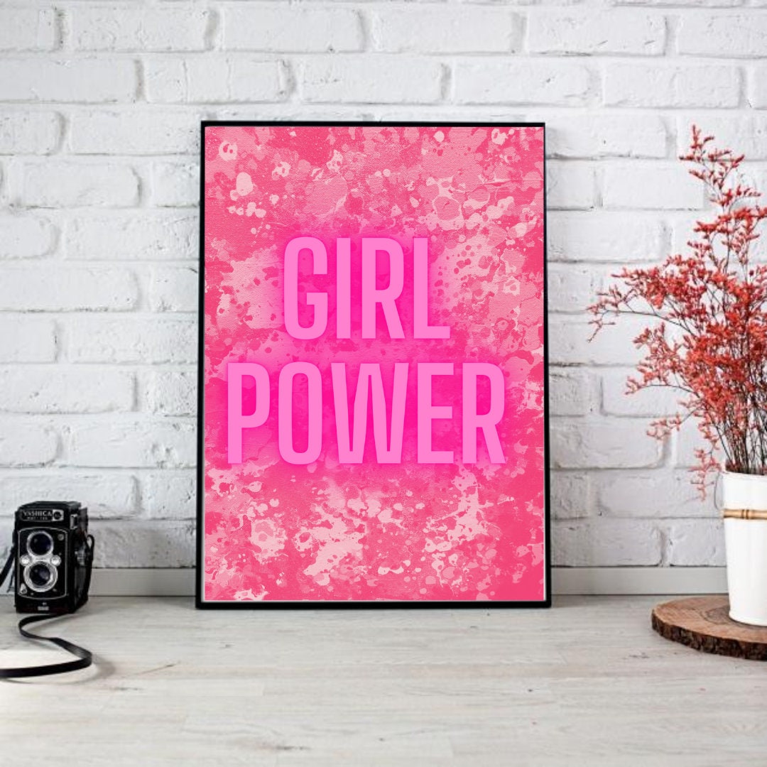 Girl Power Pink Print Digital Girl Print Teen Room Decor Teen Wall Art ...