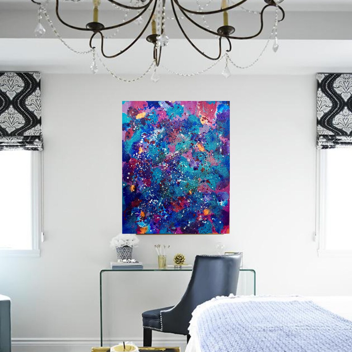 Abstract Wall Decor, Creative Bright Stain Wall Panels, Colorful Modern ...