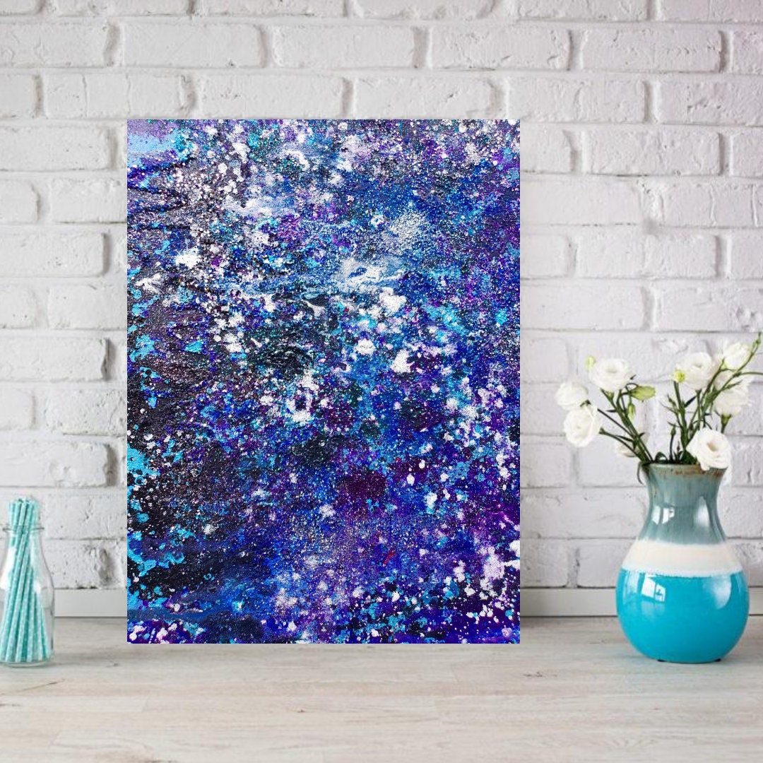 Fluid Acrylic Paint Pour Canvas Dirty Paint Pour Glitter Splatter Art ...