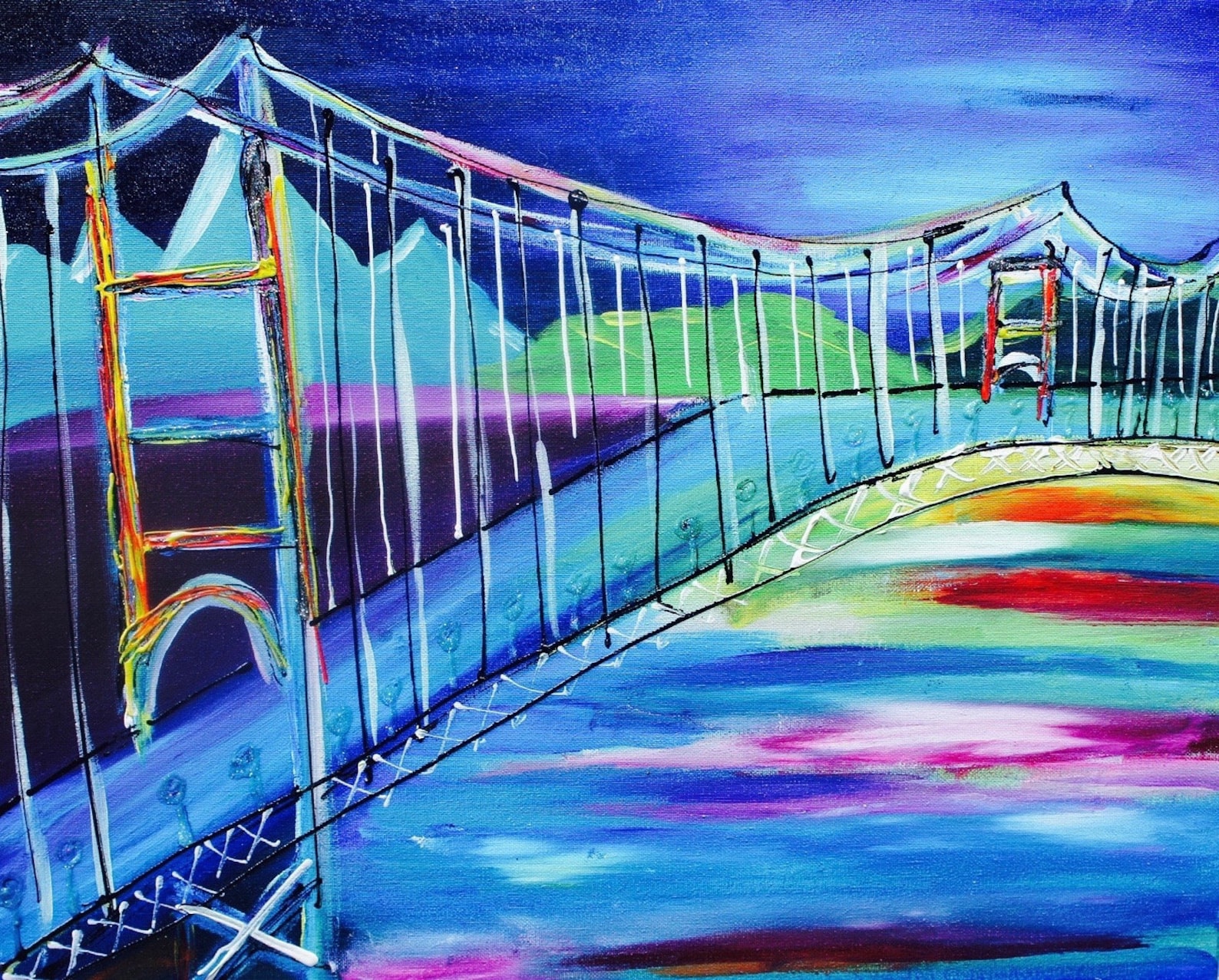 Golden Gate Bridge Print. Colorful Abstract Painting.original Wall Art ...