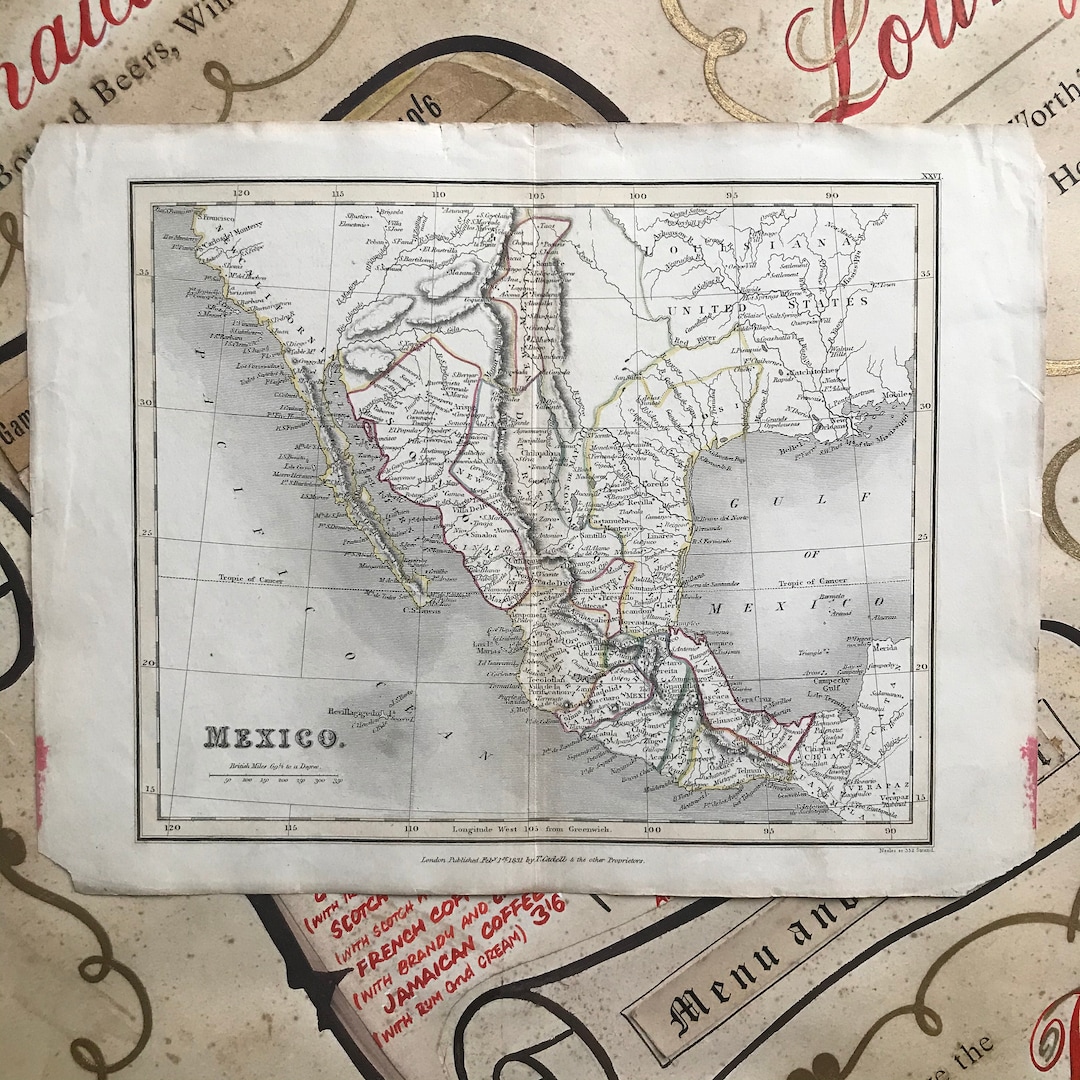 Antique Map of Mexico - 1831 - - Etsy