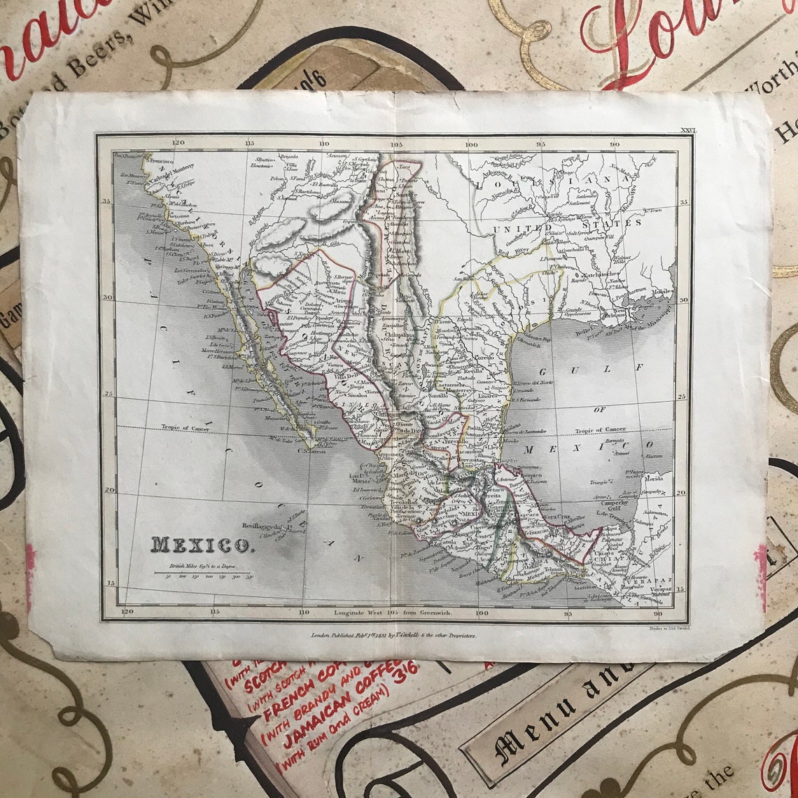 Antique Map of Mexico 1831 - Etsy