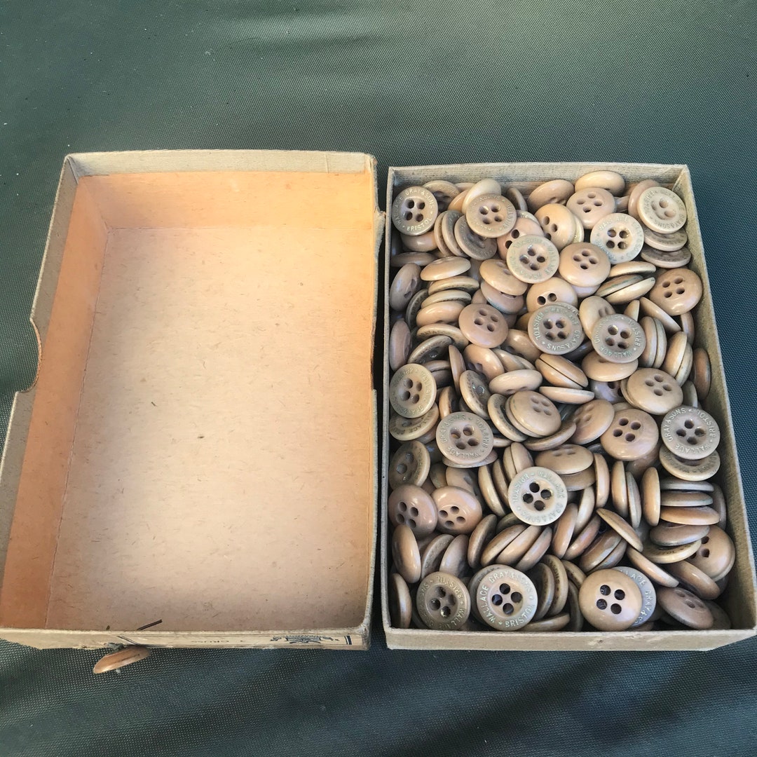 Antique Box of Buttons - 3 Gross DRAB (342) - E. Armfield & Co - - Etsy UK