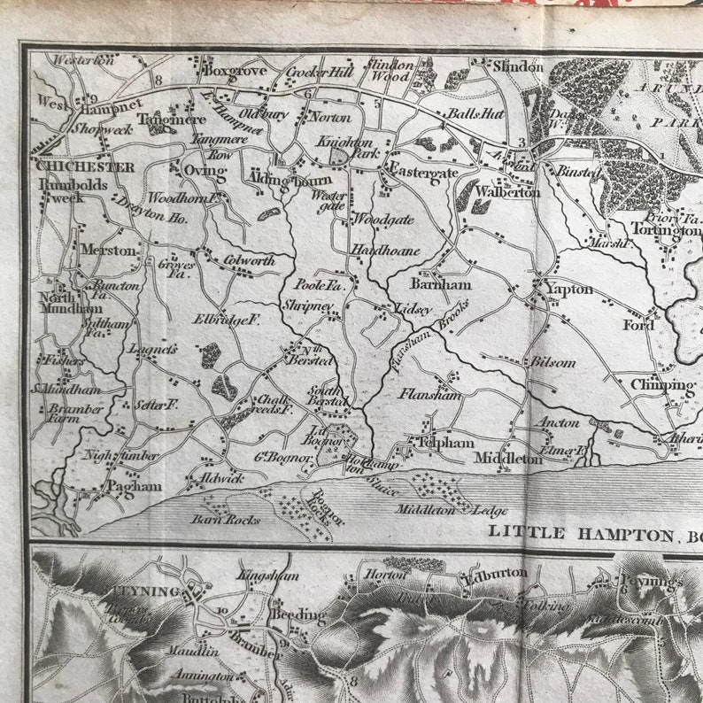 Antique Map of Environs of Brighton, Sussex - England - 1810 - Little ...
