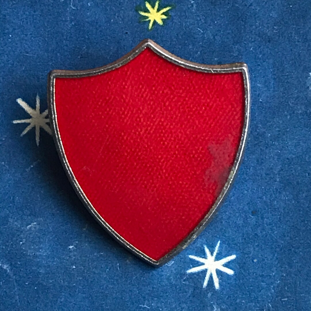 Vintage Gold Tone School House Badge - Enamel Shield Pin Brooch Badge ...