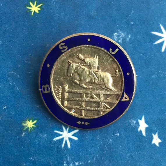 Vintage Gold Tone British Show Jumping Association BSJA Enamel | Etsy