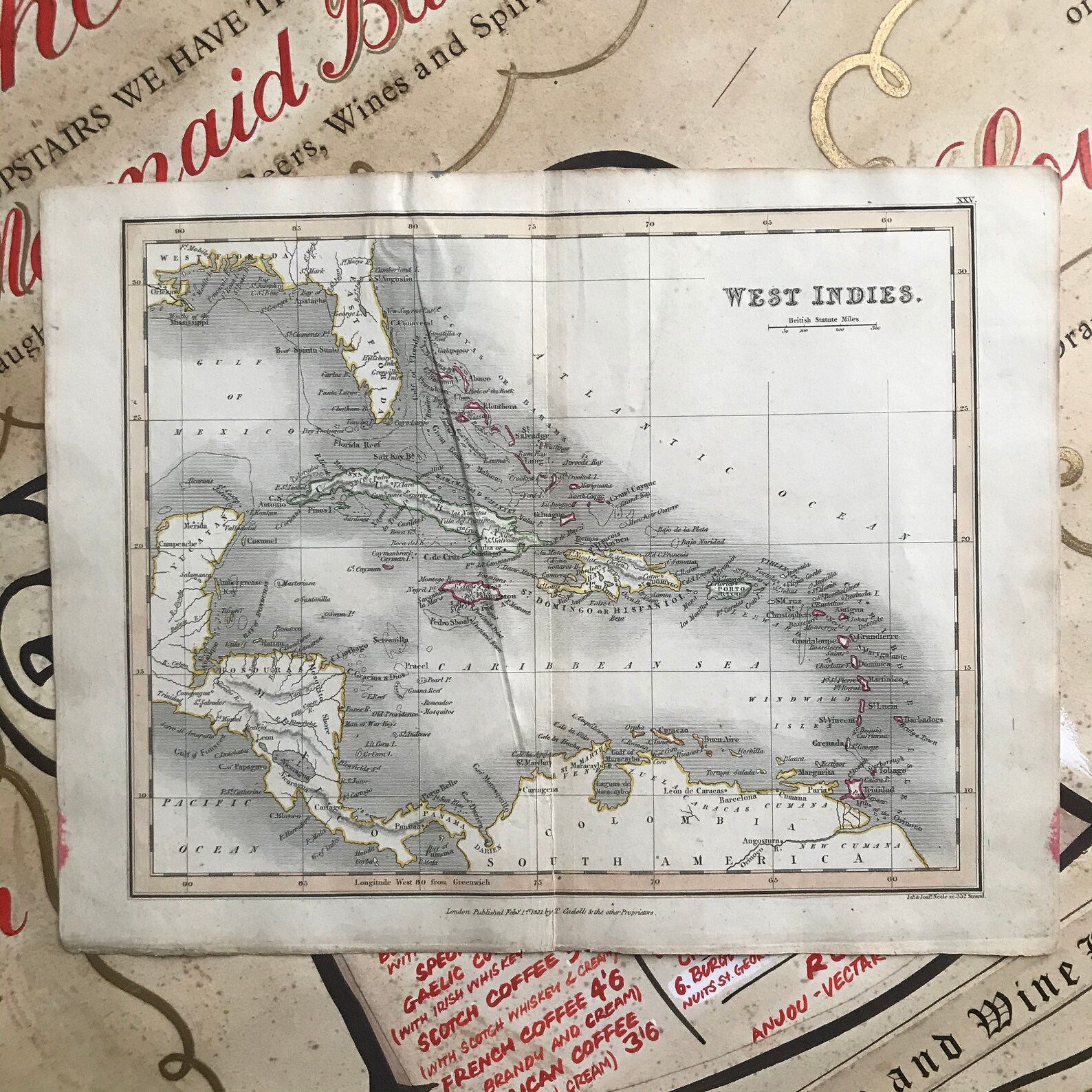 Antique Map of West Indies - 1831 - - Etsy