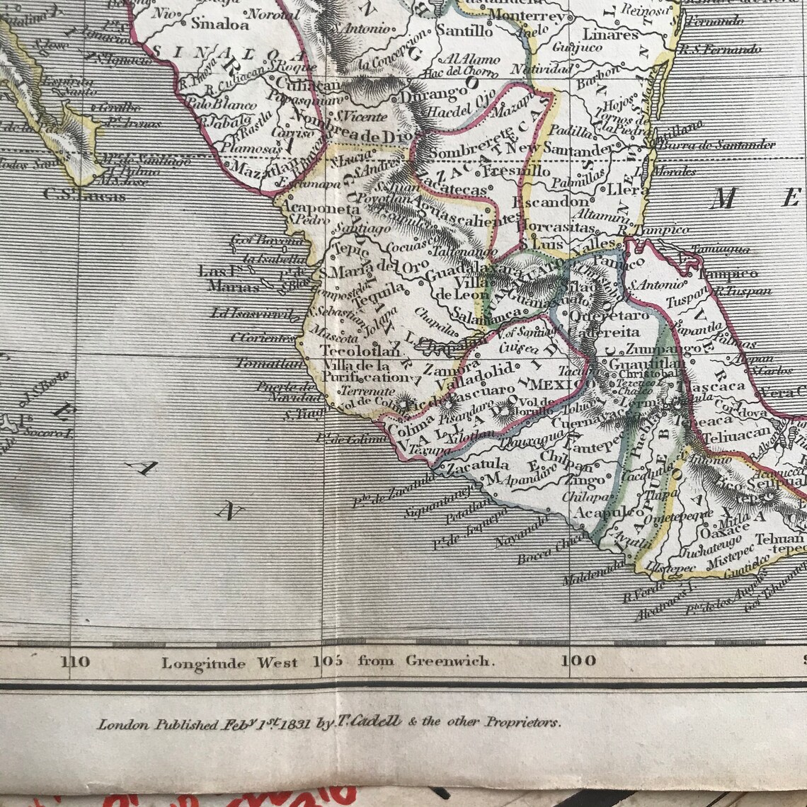Antique Map of Mexico 1831 - Etsy