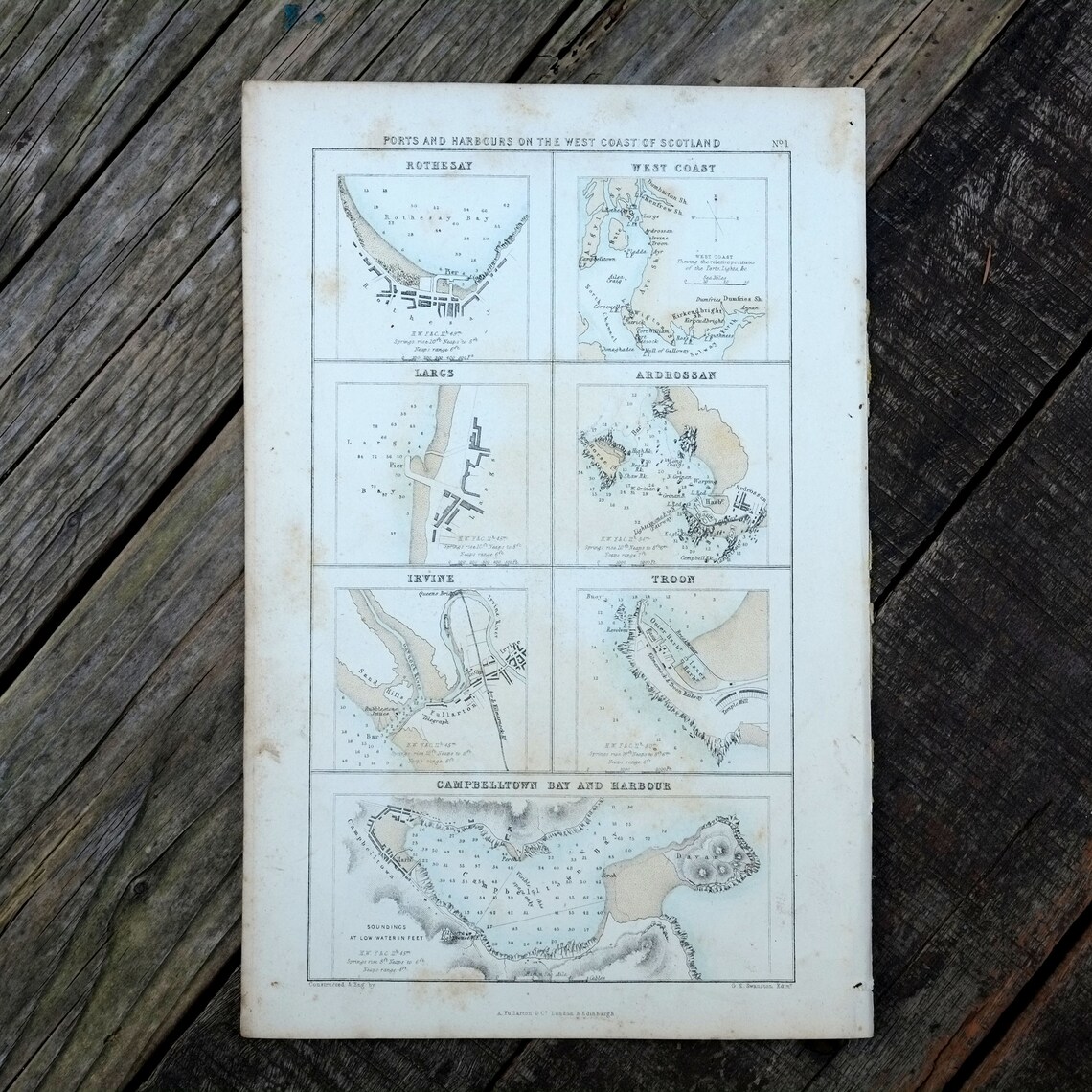Antique Map of Ports and Harbours on the West Coast of - Etsy