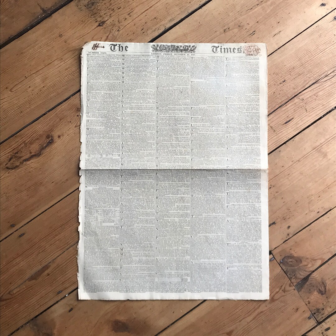 Antique Newspaper - the Times Historic Newspaper - Friday, October 10th ...