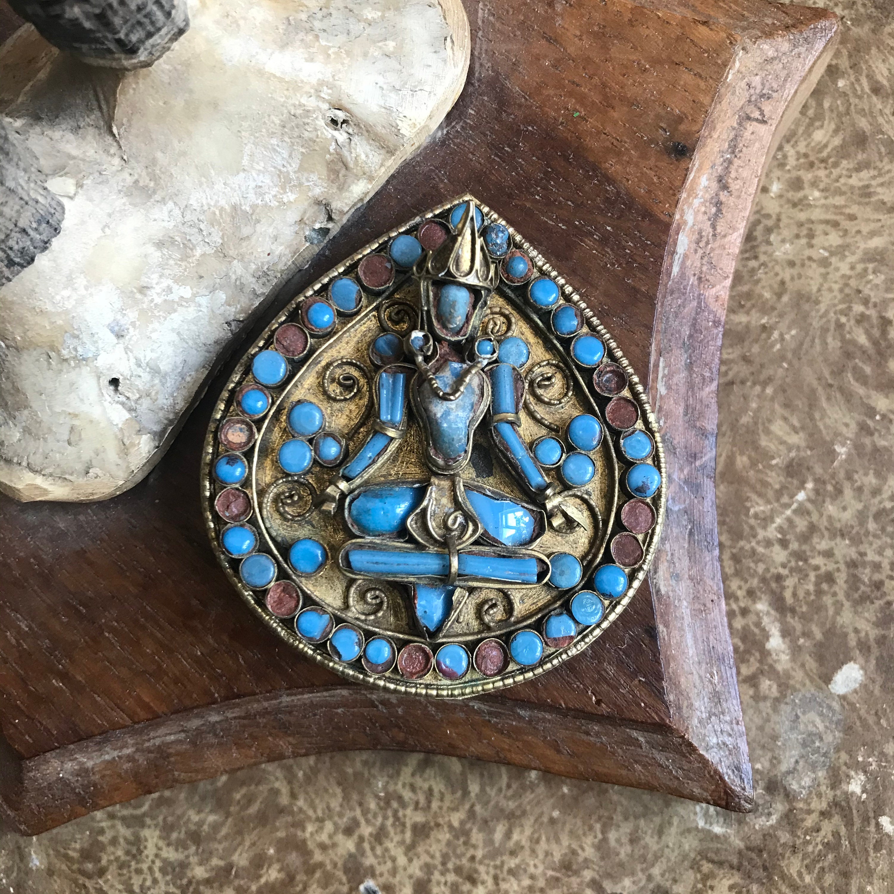 Antique Tibetan Buddhist Pin Brooch Turquoise Sitting Buddha | Etsy