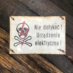 Vintage Danger High Voltage Electricity Enamel Sign - Skull & Cross ...