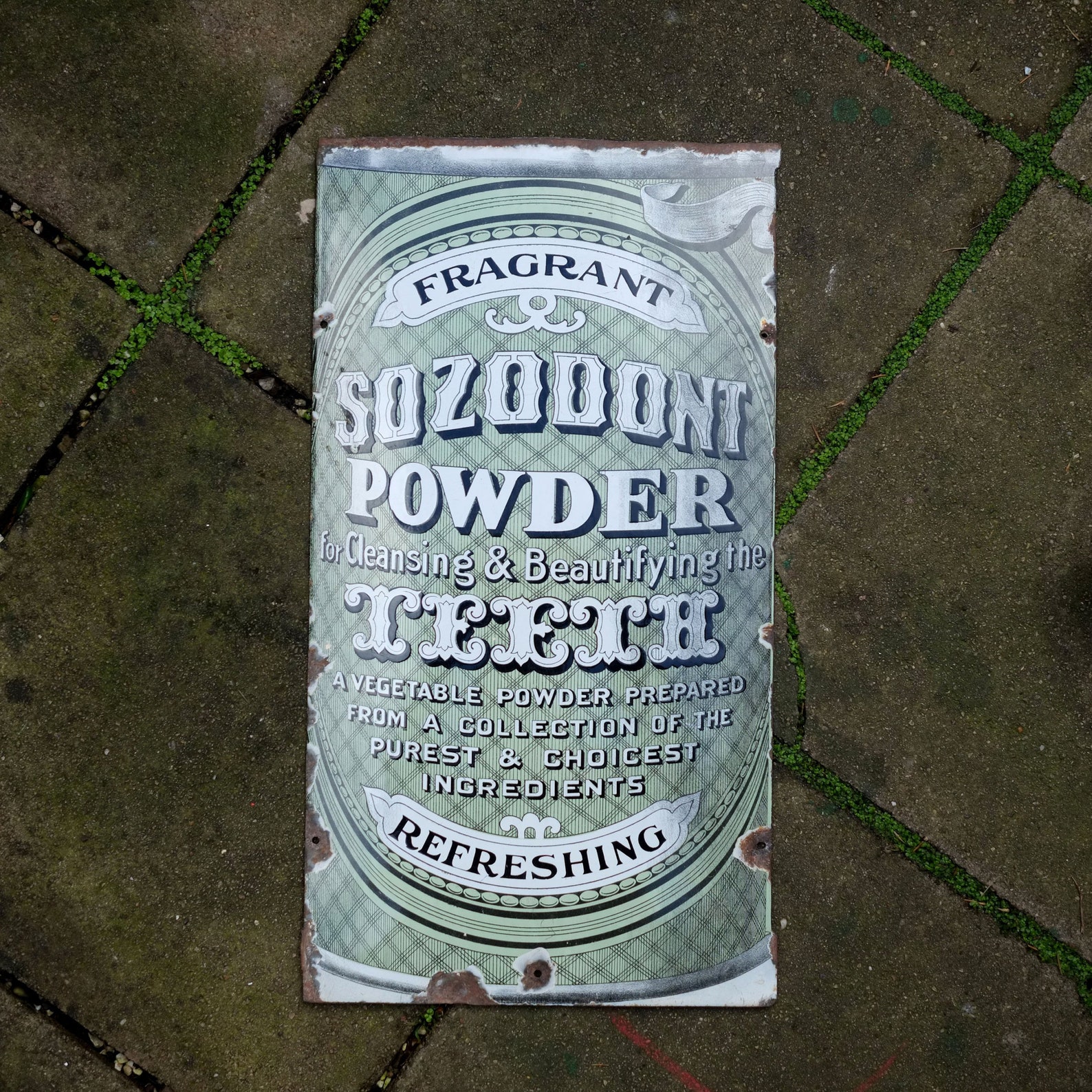 Genuine Sozodont Teeth Powder Antique Vintage Enamel Advertising Sign ...