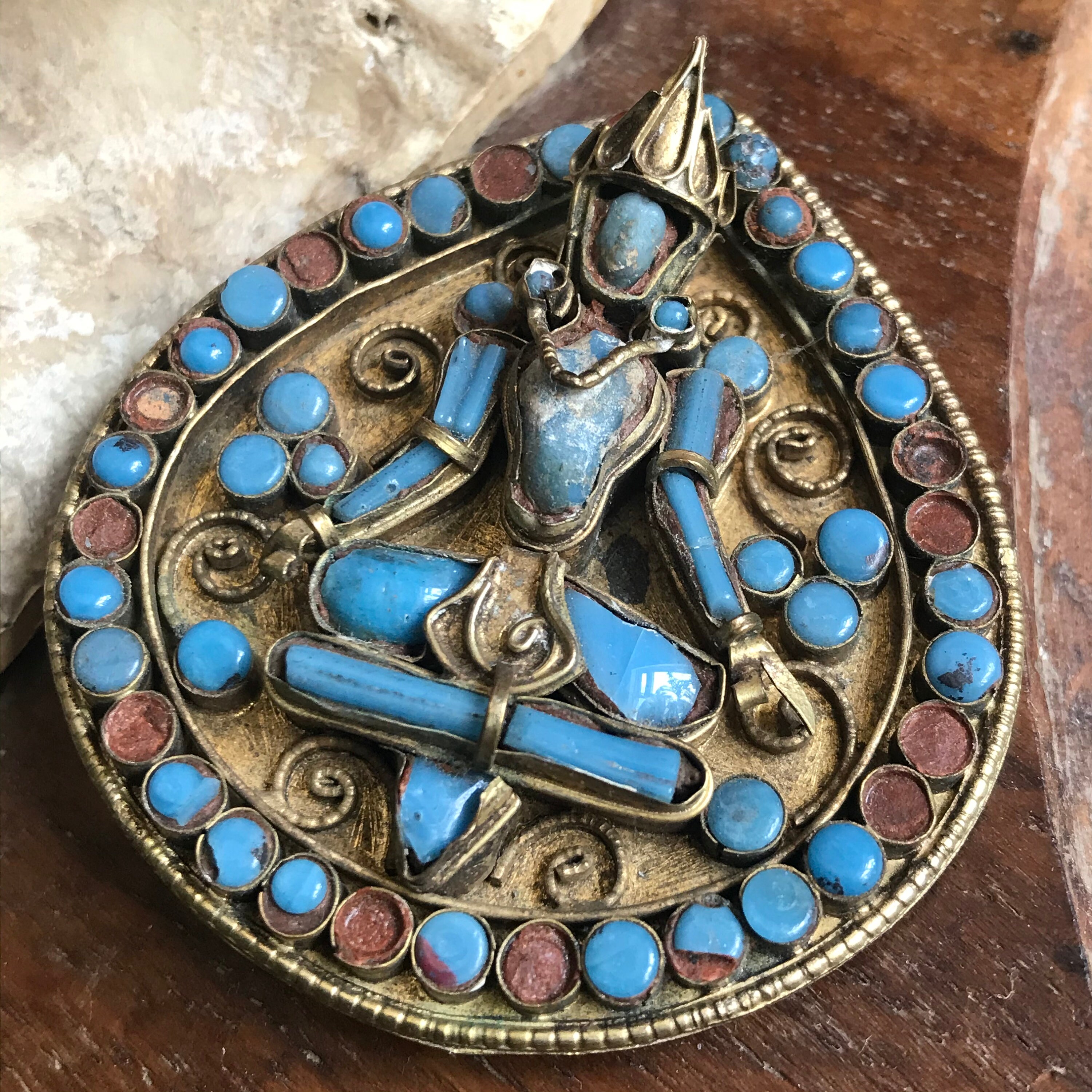 Antique Tibetan Buddhist Pin Brooch Turquoise Sitting Buddha | Etsy