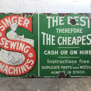 Rare Singer Sewing Machines Antique Vintage Enamel Advertising Sign ...
