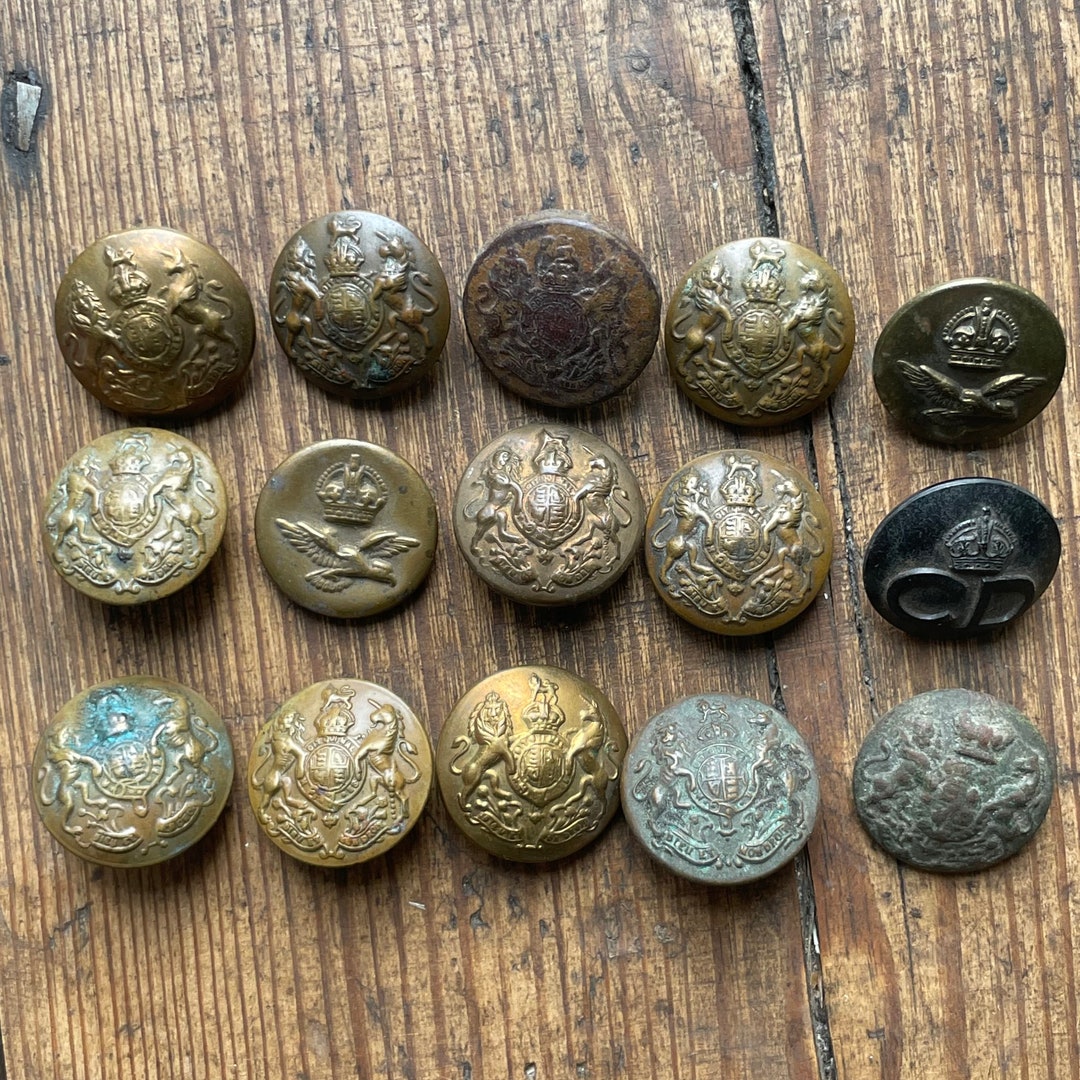 15 Antique Military Brass Buttons - British Army & Royal Air Force - Etsy