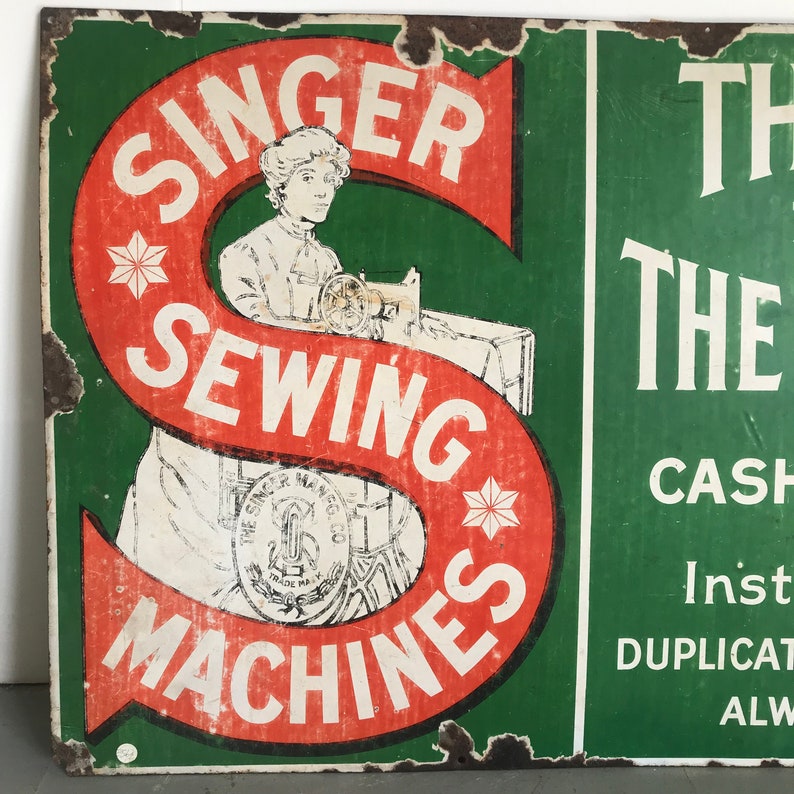 Rare Singer Sewing Machines Antique Vintage Enamel Advertising - Etsy