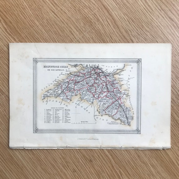 Edinburghshire Scotland Old Map Of Edinburgh, Scotland In 1853 By WB