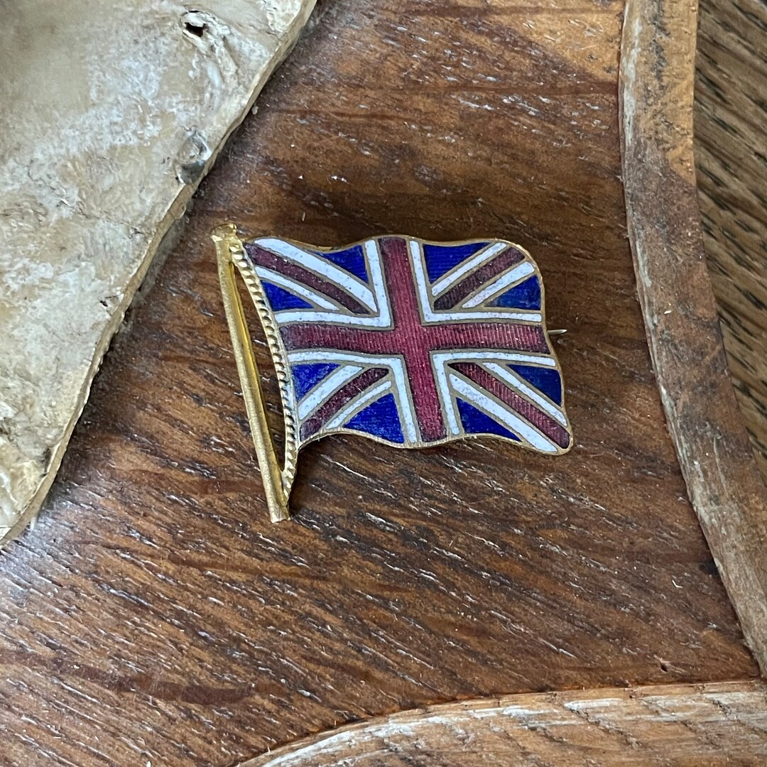 Antique Gold Tone Union Jack Badge Enamel Shield Pin Brooch Badge - Etsy