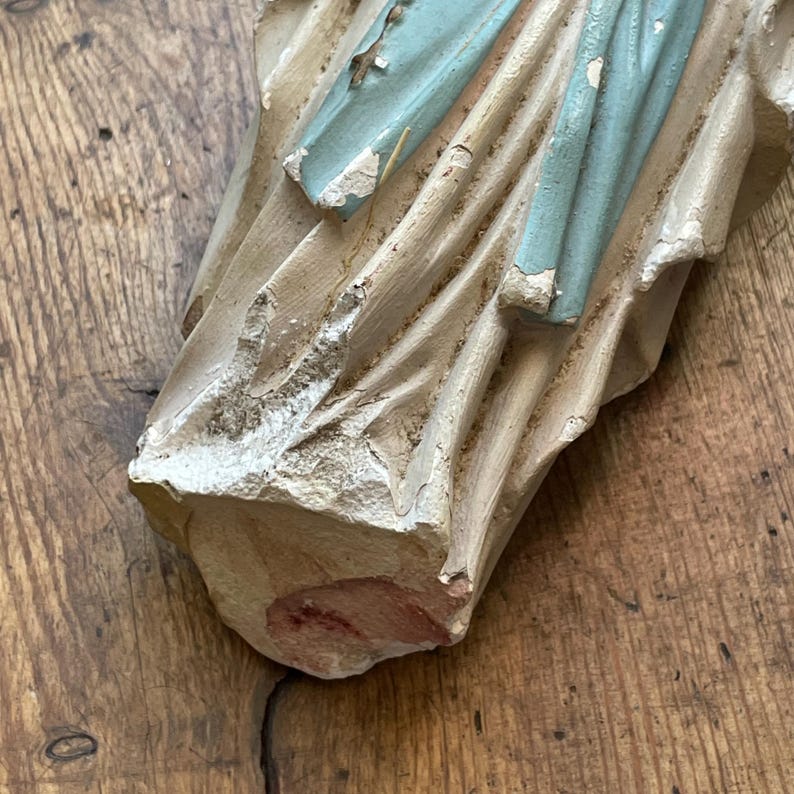 Antique Distressed Statue of the Virgin Mary - Painted Chalk Plaster - Etsy