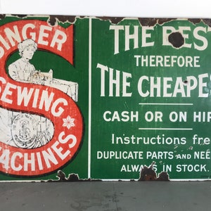 Rare Singer Sewing Machines Antique Vintage Enamel Advertising Sign ...