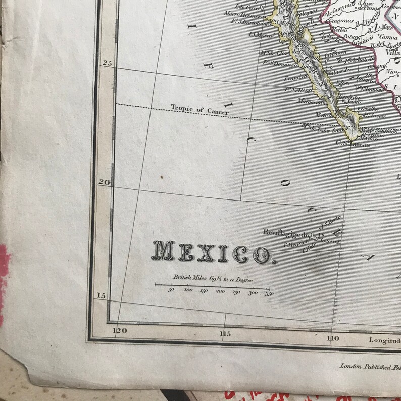 Antique Map of Mexico 1831 - Etsy