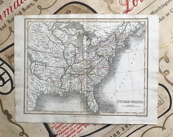 Vintage Map of United States - Etsy UK