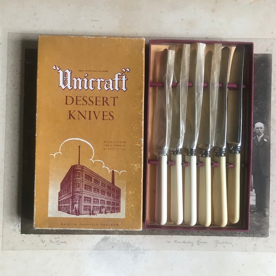 Antique Boxed Set of Six Dessert Knives Unicraft Dessert Knives ...