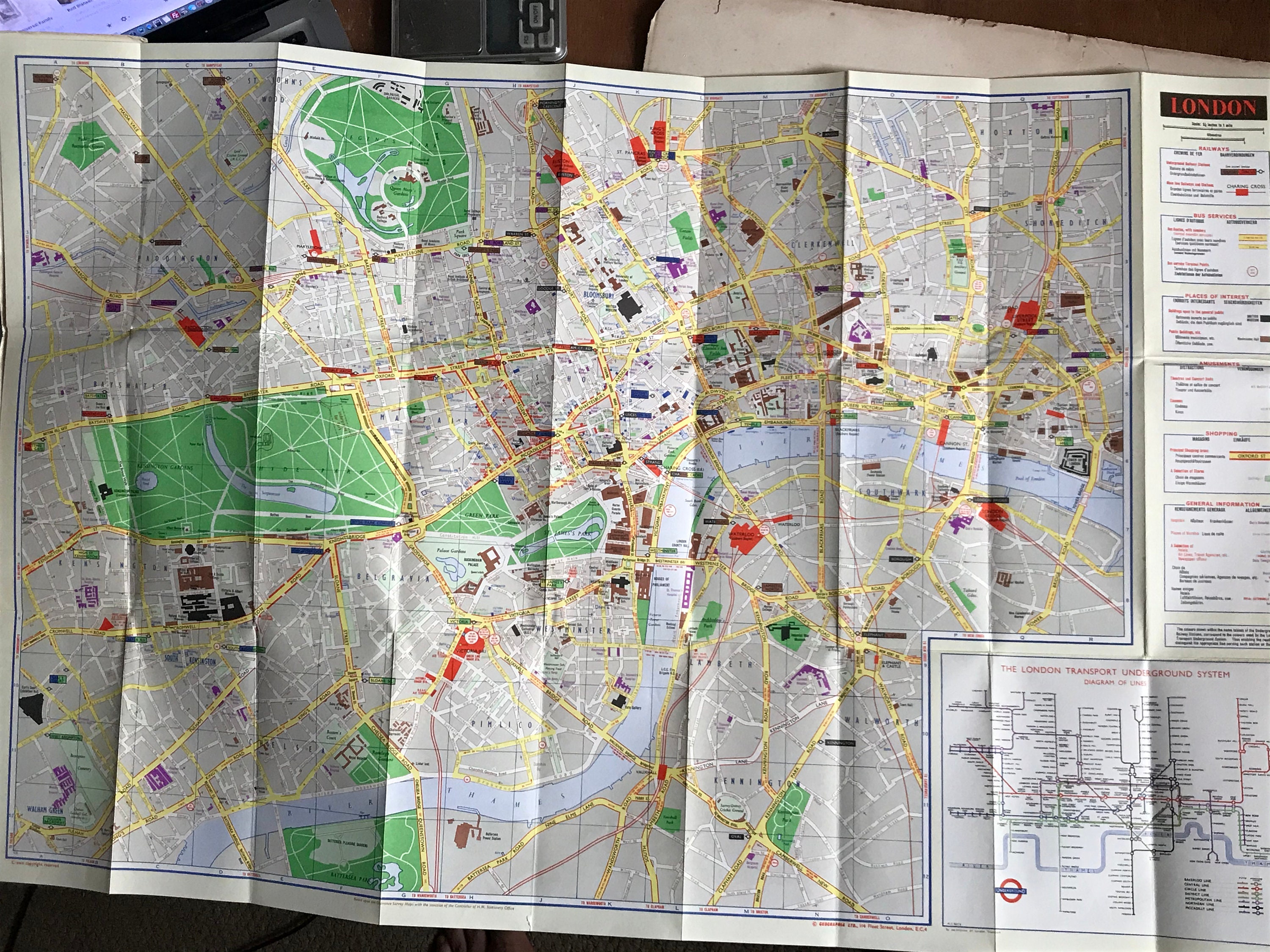 Antique Map Book Geographia London Map C1950s | Etsy