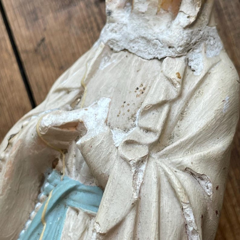 Antique Distressed Statue of the Virgin Mary - Painted Chalk Plaster - Etsy