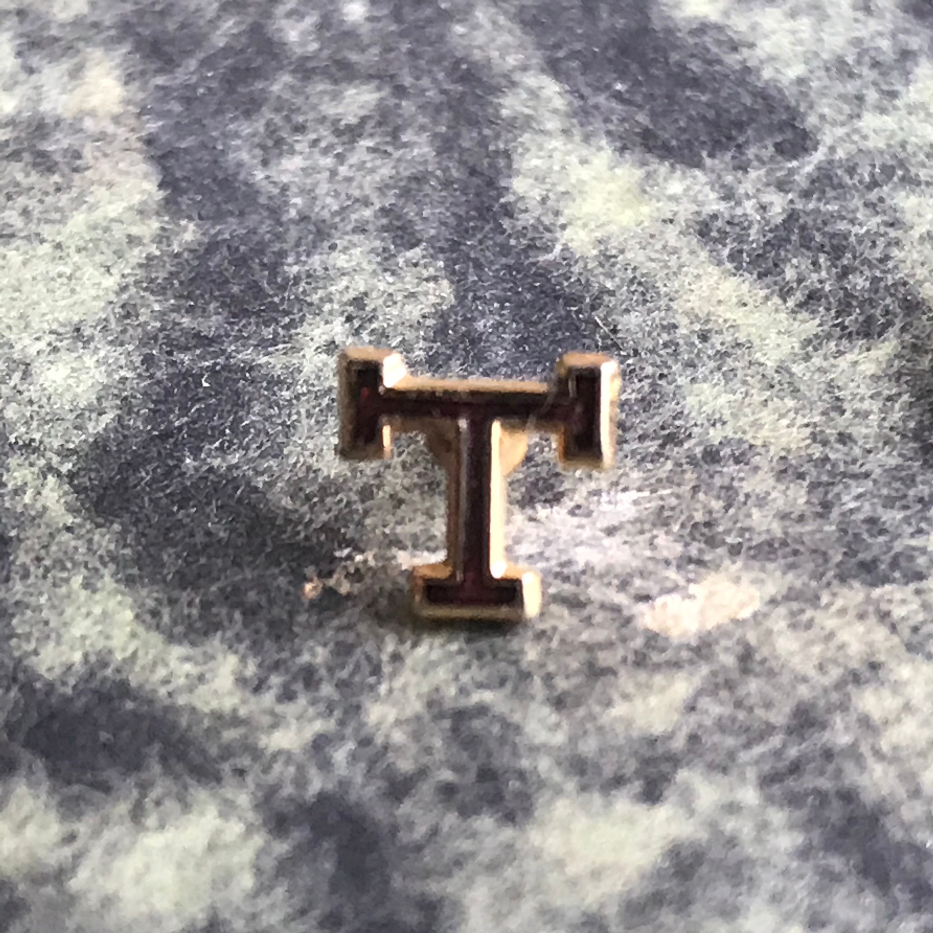 Vintage Gold Tone Miniature Capital Upper Case 'T' Lapel Pin Brooch ...