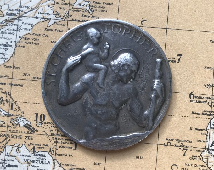 Antique St Christopher Medallion by Paul Vincze - Etsy