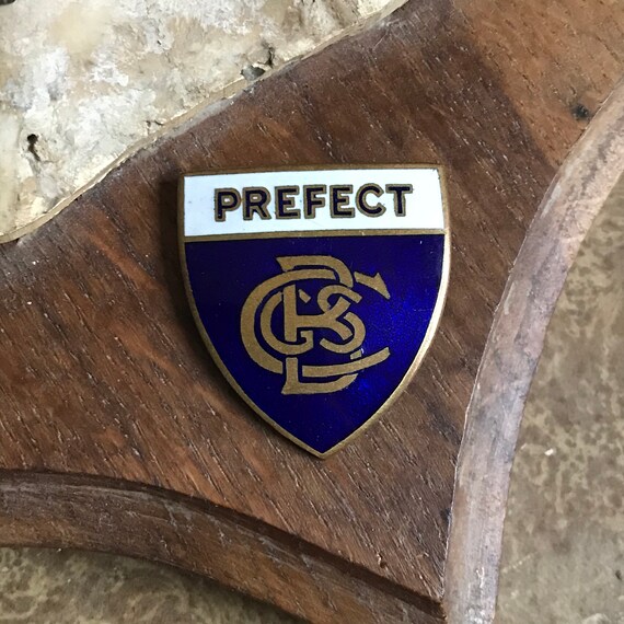 Vintage Gold Tone Prefect Badge Enamel Shield Pin Brooch - Etsy