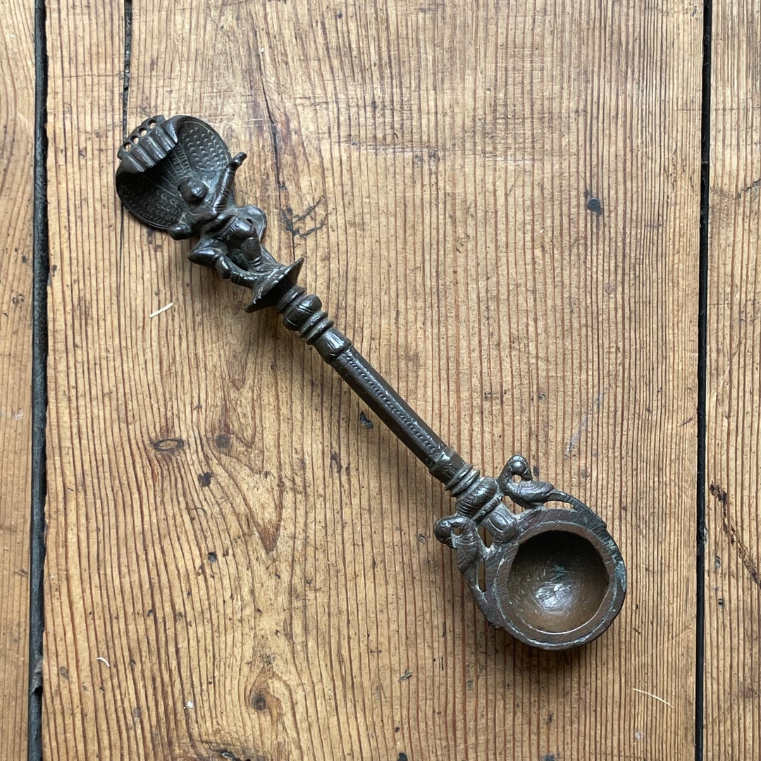 Antique Bronze Hanuman Spoon - Indian Hindu Deity Ritual Spoon - Etsy
