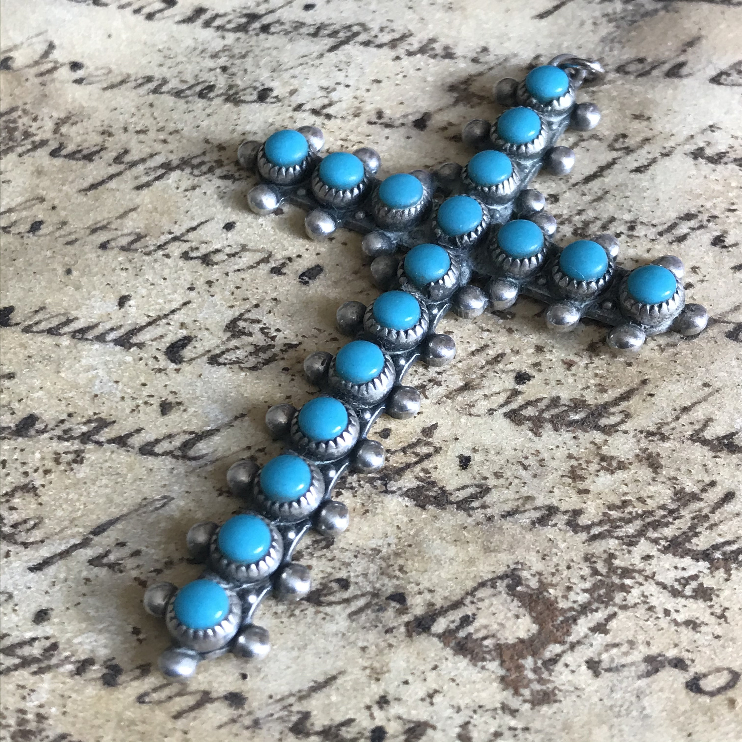 Stunning Sterling Silver & Turquoise Encrusted Cross - Etsy