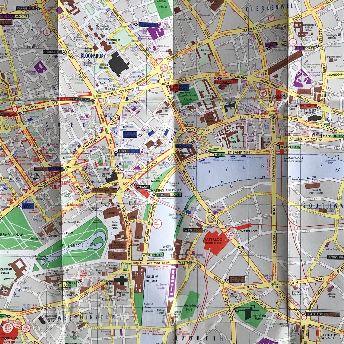 Antique Map Book Geographia London Map C1950s - Etsy