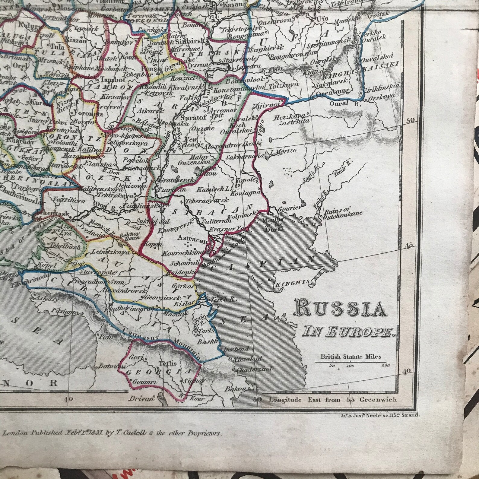Antique Map of Russia in Europe 1831 - Etsy