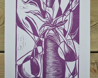 Still Life Linocut - Etsy