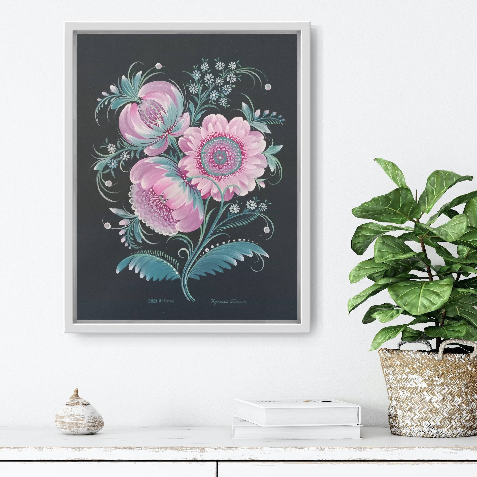 Original PAINTING 16x12 on Hard Paper Framed in Passepartout With Blue ...