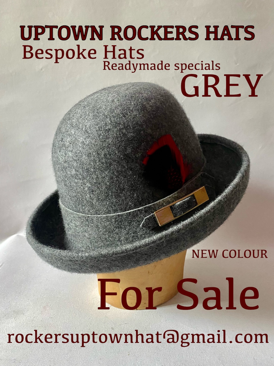 Uptown Rockers Hat in Grey Wool, Hat Reggae Hat DJ Hat to Fit Sizes 57 ...