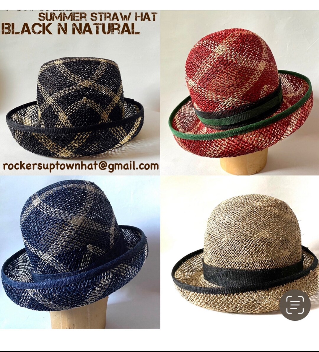 Uptown Rockers Hat Straw Hat Made in Straw. CUSTOM Orders in Black/navy ...