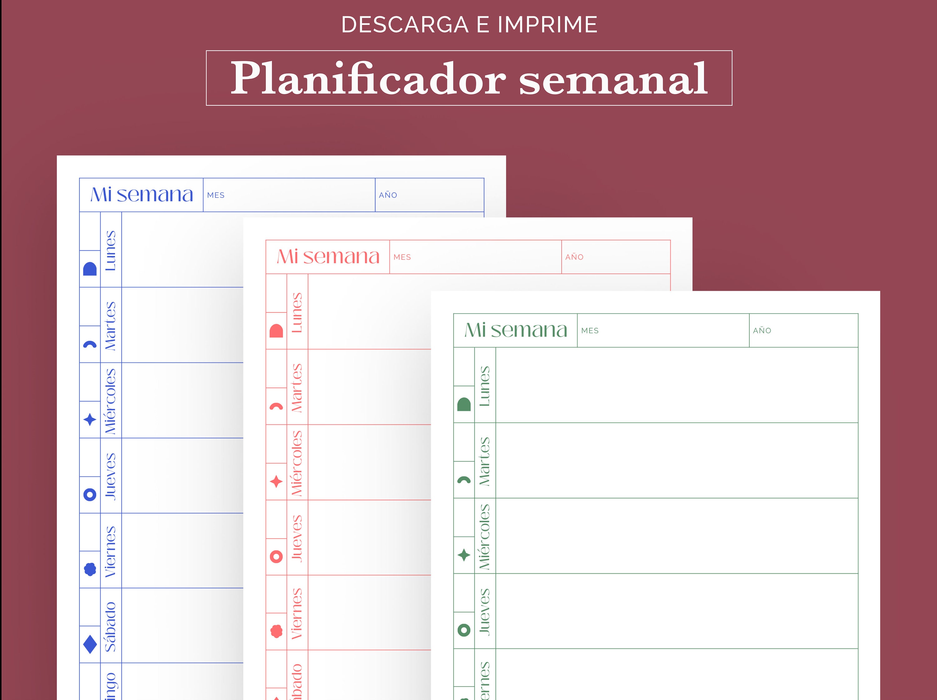 Spanish Digital Weekly Planner, Printable Planner, Instant Download ...