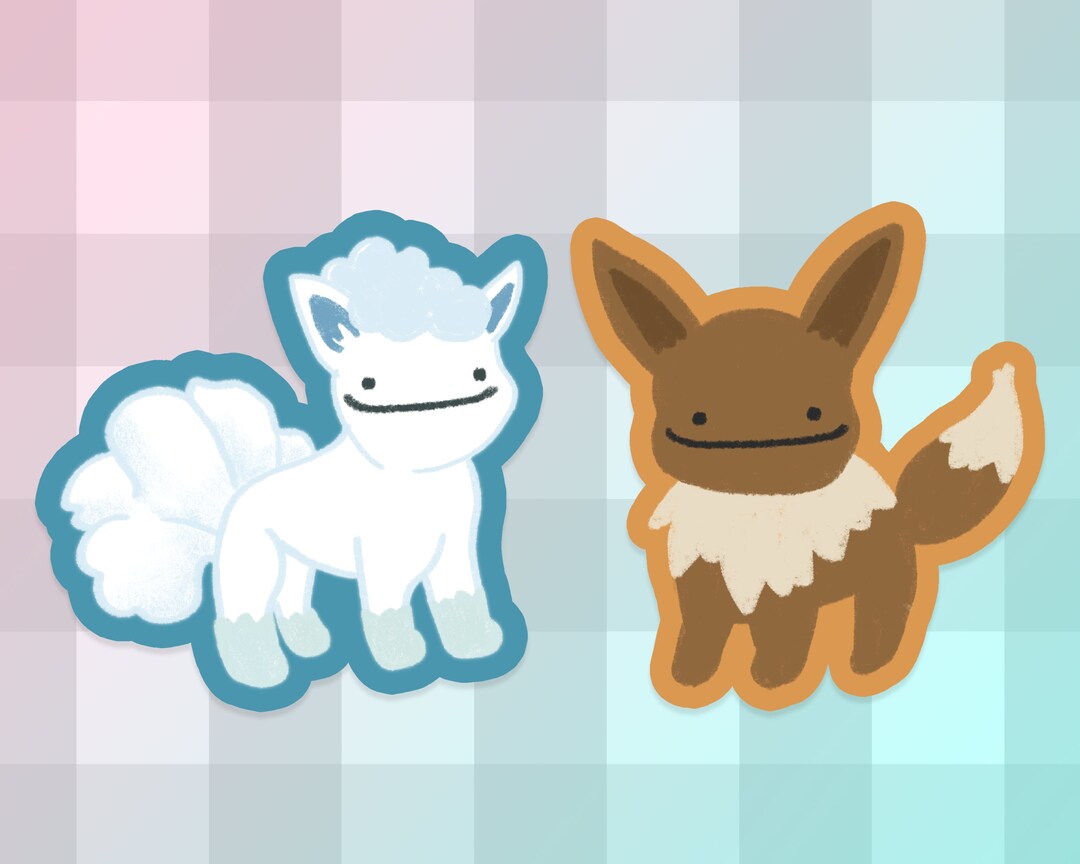 Sticker - Pokemon Derpy Ditto Eevee and Alolan Vulpix - Etsy