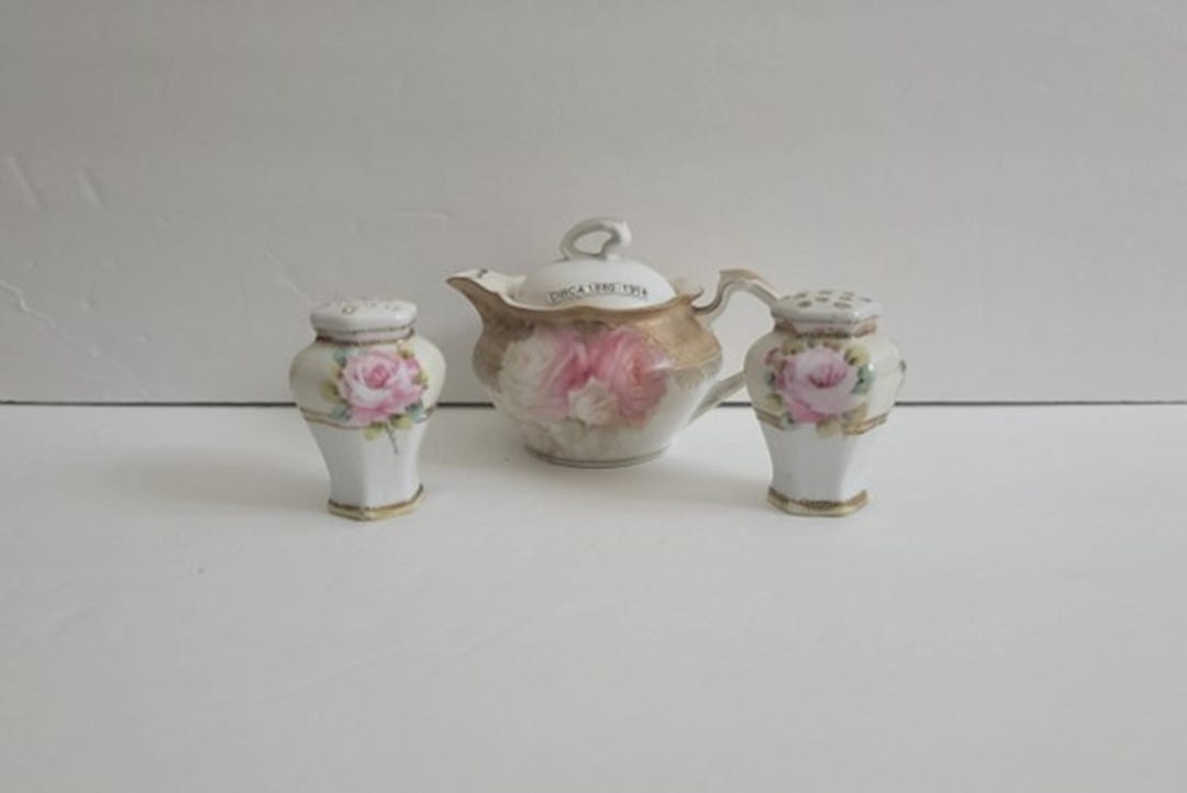 RS Prussia Antique Creamer Salt and Pepper, Rose Design Circa 1880-1914 ...